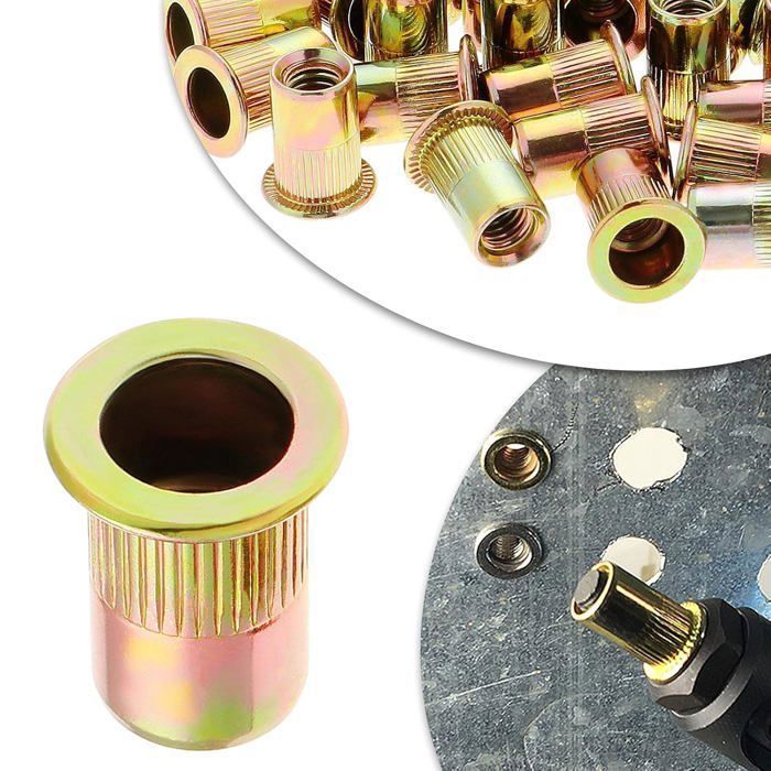 100 Pièces Écrou à Rivet M8 Fileté à Tête Plate, Assortiment M8 Rivet ...
