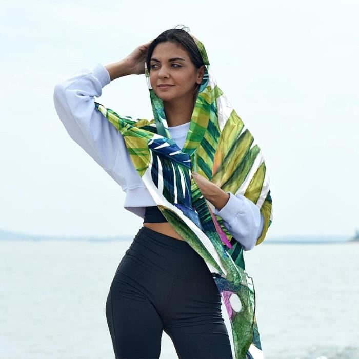 Écharpes Longues Et Légères Pour Femmes Foulard En Soie, Feuille Verte ...