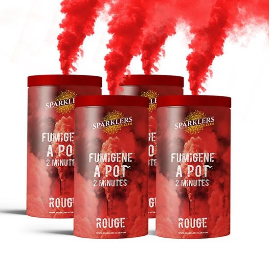 Fumigène en Pot 2 MINUTES couleur Rouge - Lot de 4 - Allumage à mèche ...