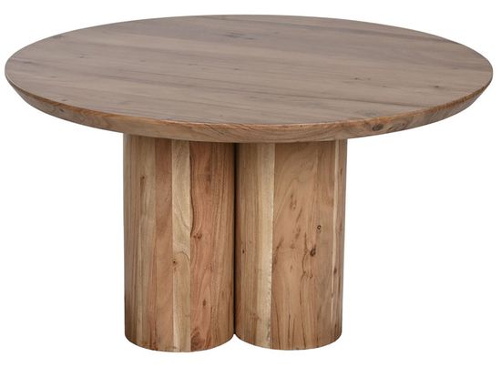 Table basse, table de salon ronde en bois coloris naturel - diamètre 80 ...