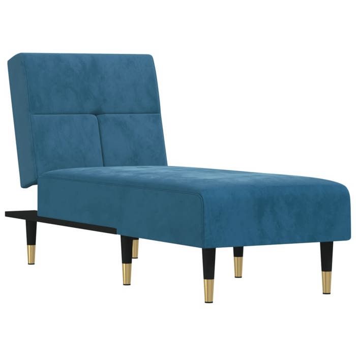 Chaise longue - DEC - Meridienne velours bleu - 3 positions ...