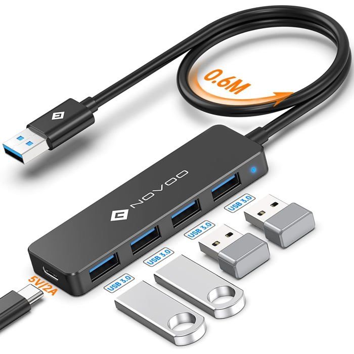 Hub Usb 3.0 4 Data Ports Ultra Fin Multiport Type A 5Gbps Micro Usb ...