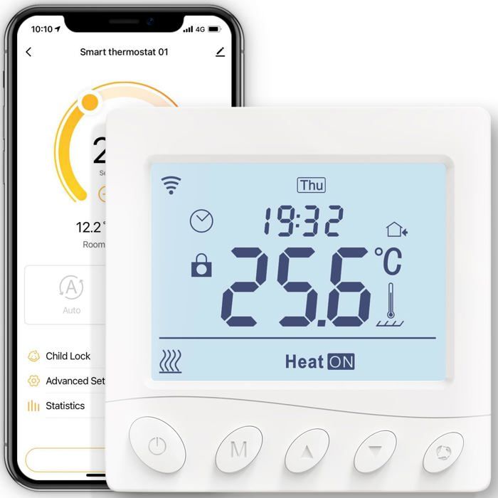 Thermostat Connecté WiFi Chauffage de Chaudière à Gaz, Calendrier et Télécommande sans Hub ...