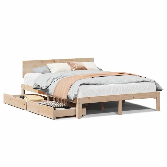Lit Double Contemporain | Cadre de lit avec tiroirs |sans matelas ...