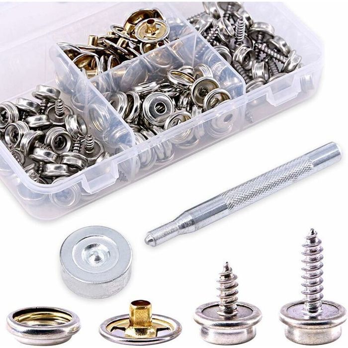 Kit de 60 boutons-pression en toile marine avec vis en métal pour ...