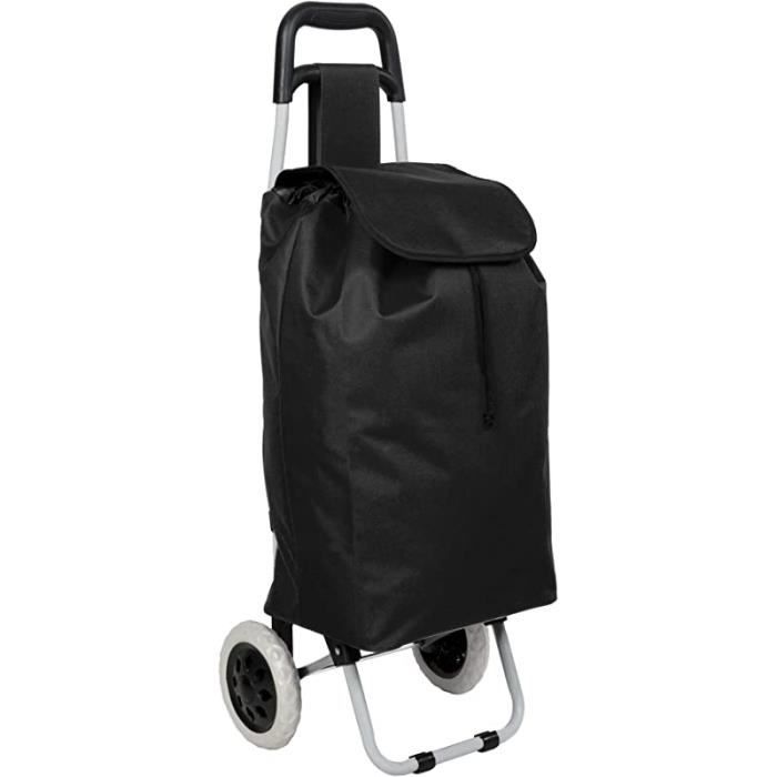 Chariot de Courses Pliable avec 2 Roues - Maniable et Lavable - Noir noir