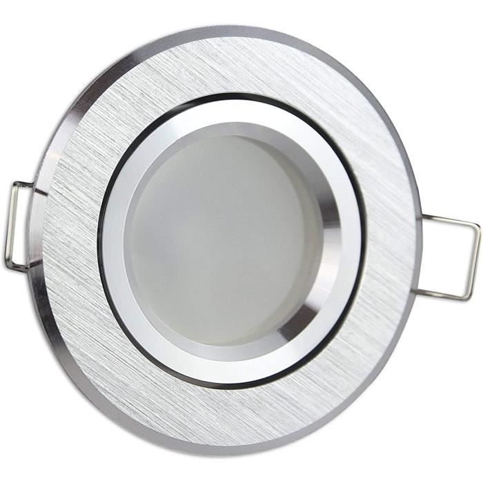 XimstF Spot encastré LED argent brossé rond 5 watts blanc froid GU10 ...