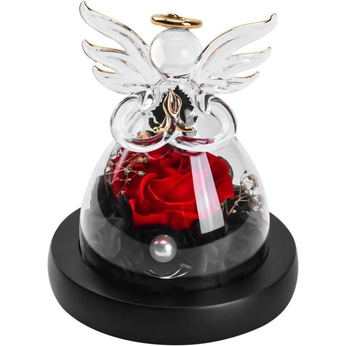 Rose Eternelle avec Lumière LED, Fleur Eternelle dans Une Figure Ange ...