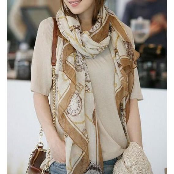Go4U Écharpe Foulard Horloges et Montres imprimé Cheche Femme ...