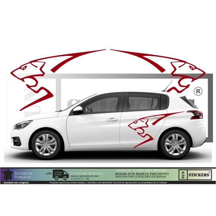 Tuning Sticker Autocollant - Peugeot - Logo Lion ST GTI - Rouge - Kit ...