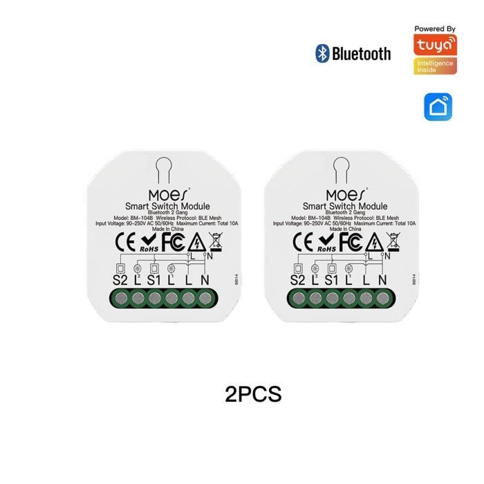 Module BLE 2PCS - interrupteur Bluetooth à 2 gangs, Module de bricolage ...
