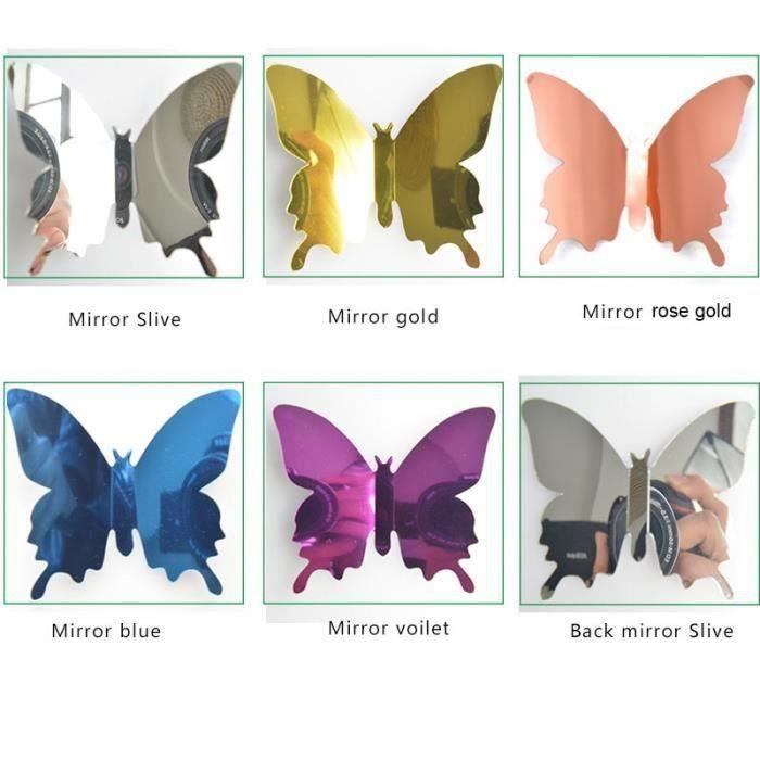 3D Stickers Papillons Muraux, 72 Pièces Stickers Miroir Papillon ...