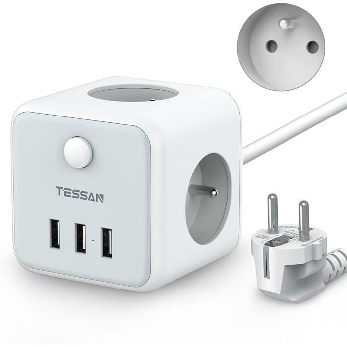Cube Multiprise Usb Secteur, Prise Multiple Avec 3 Prises Et 3 Ports Usb, Electrique Avec ...
