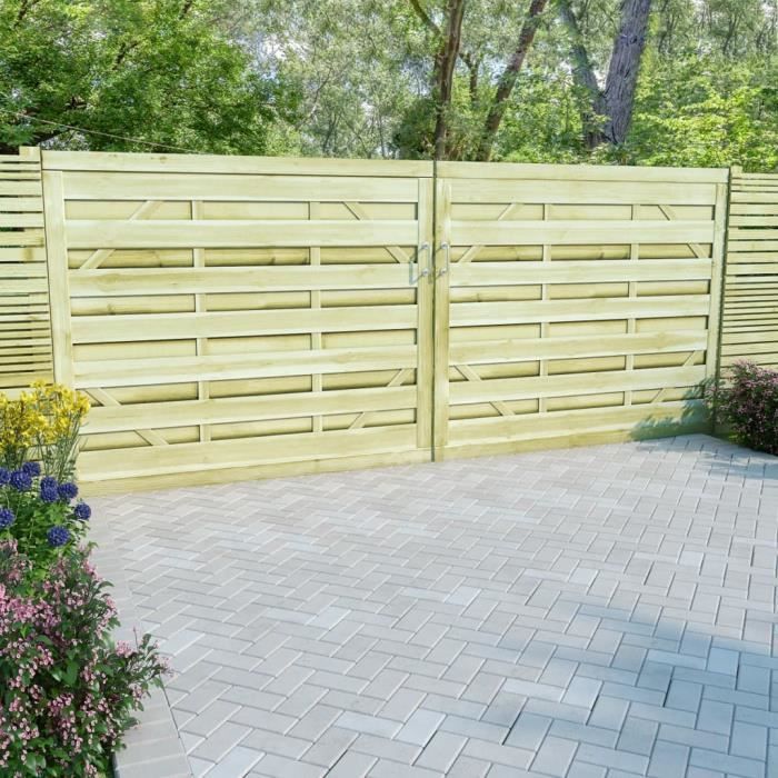 COC-7596638087689Portillons 2 pcs Bois de pin imprégné 150x125 cm Vert ...