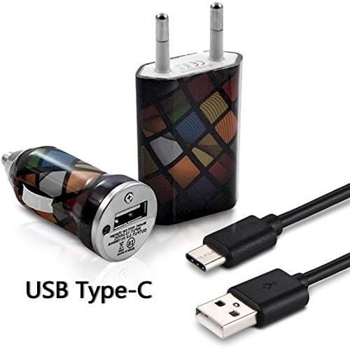 Chargeur Secteur Voiture Câble Usb Type C Motif Cv02 Pour Altice S70 ...