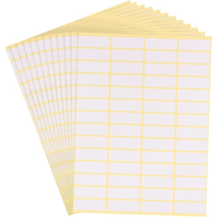 Lot de 180 petites étiquettes autocollantes blanches mates pour bureau ...