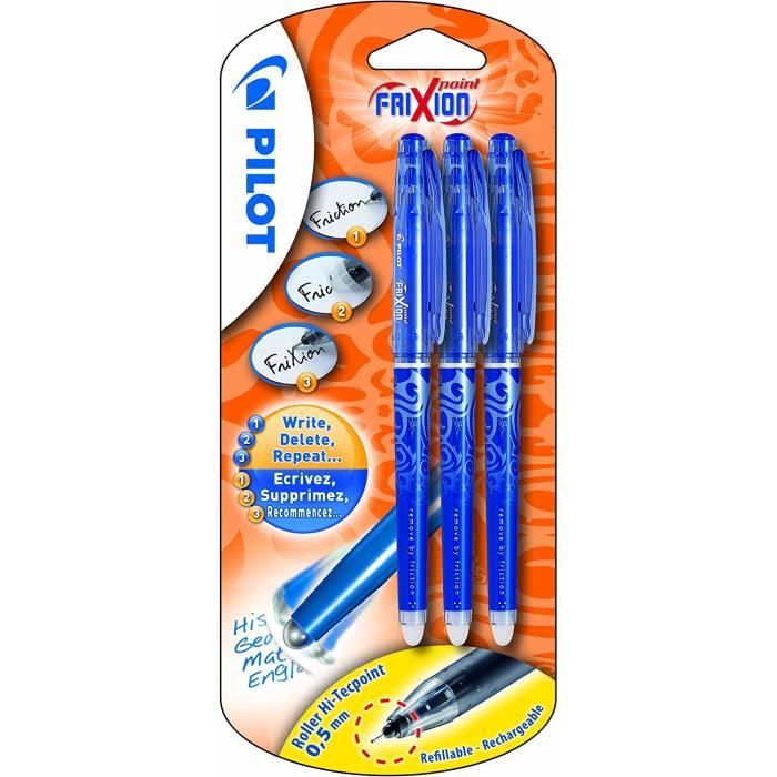 Pilot FriXion Point Lot de 3 stylos rollers à encre gel effaçable ()131 ...