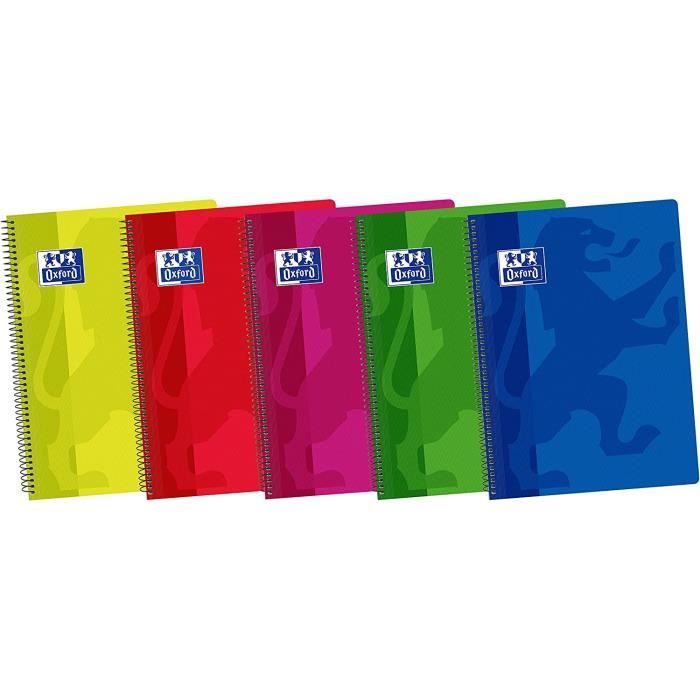 Oxford 400042330 Lot de 5 cahiers à spirales à couverture plastique Fº ...