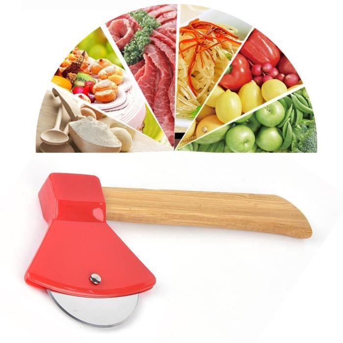 Couteau à pizza - TMISHION - Acier 430 - Manche en bambou ergonomique ...