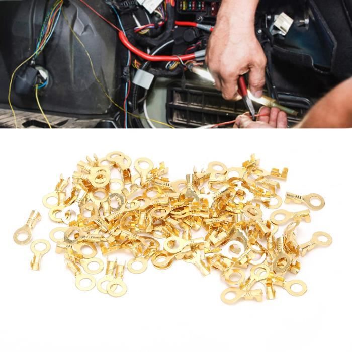 Borne à oeil 100pcs Borne à Anneau de Cosse Connecteurs à Sertir de Cble Pressé à Froid en ...