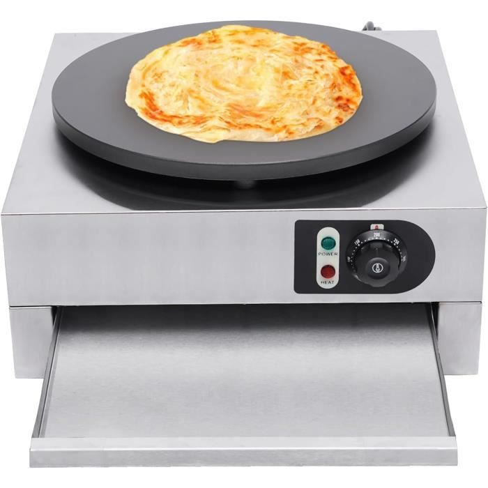 Appareil à crêpes 3000 W Température – Avec spatule en bois, réglable de 50 à 300 °C, 40 cm de ...