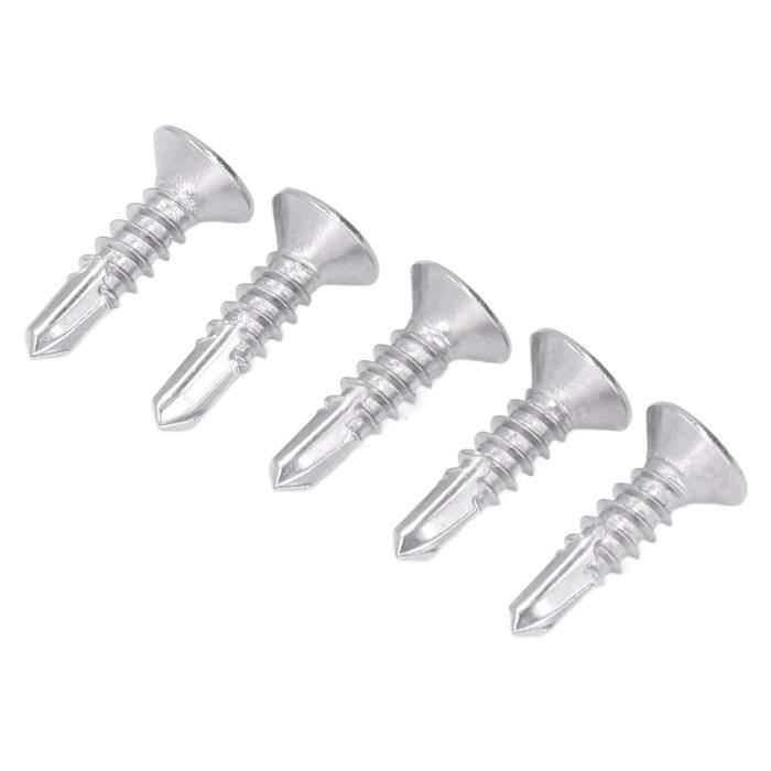 YOSOO Pièces de fixation 200pcs vis auto-perceuse tête fraisée cruciforme 410 acier inoxydable ...