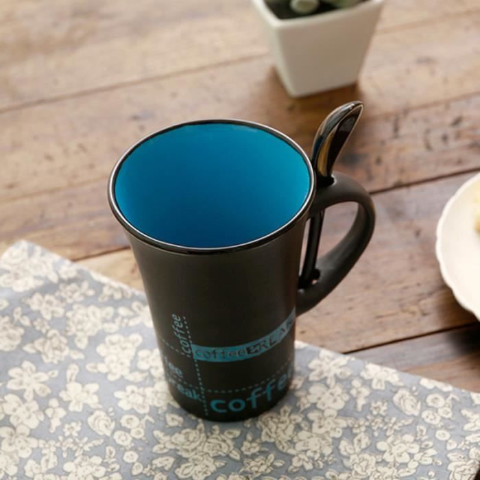 BOL,01--Nouvelle tasse à café en céramique simple avec cuillère ...