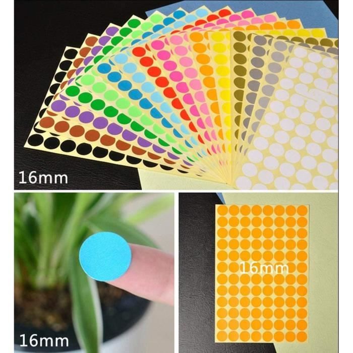 Gommettes Autocollantes Rondes,16 Mm Autocollantes Rondes Étiquett ...