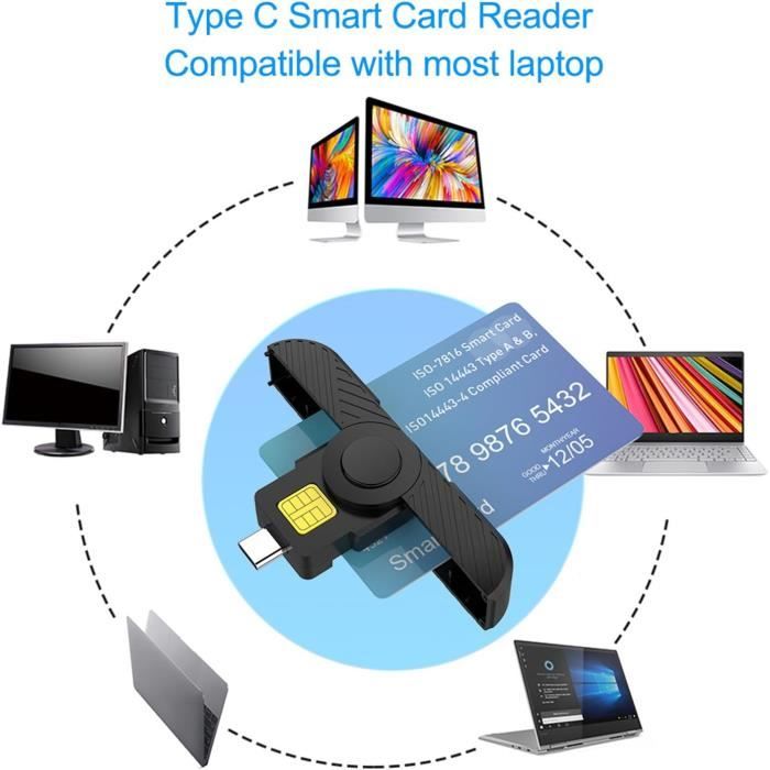Lecteur de cartes USB C à accès commun, cartes à puce bancaire, lecteur ...