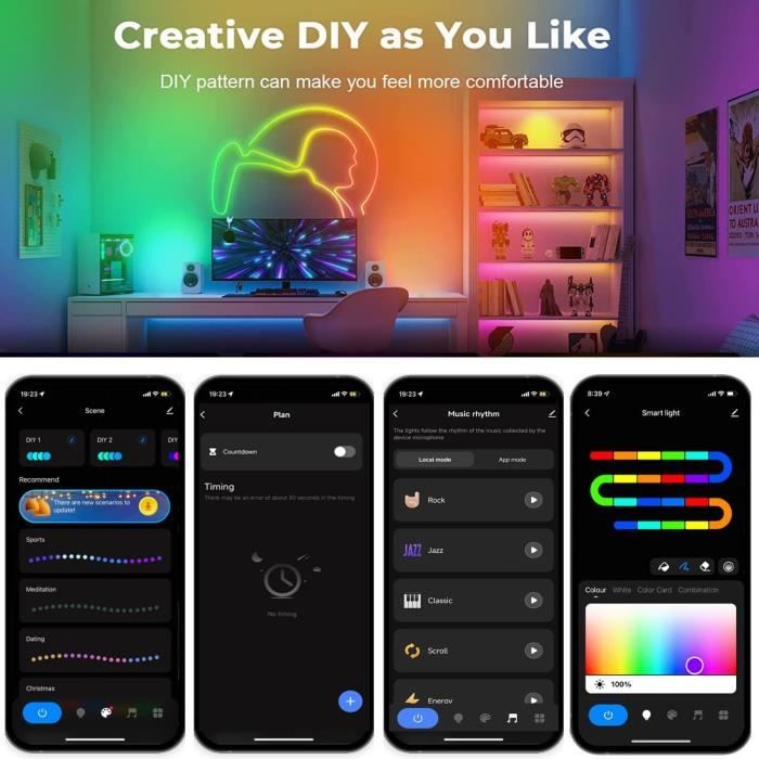 Bande Led Néon Rgbic - Fonctionne Avec Alexa Et Google - Avec Contrôle ...