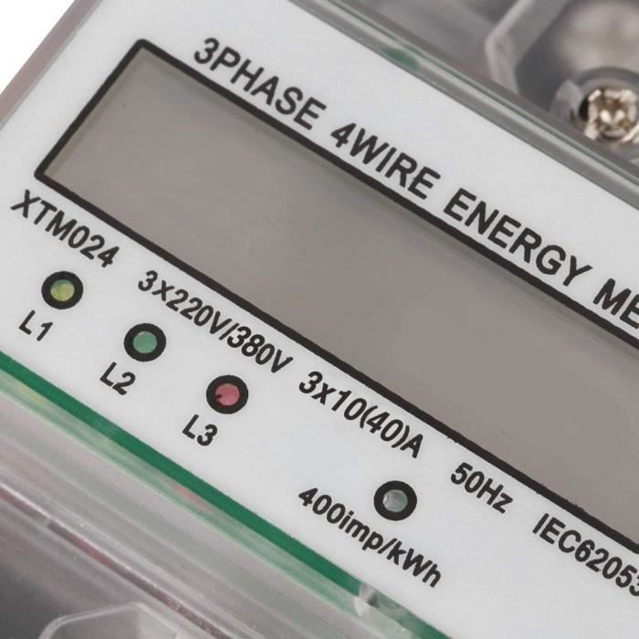 Compteur D'Énergie Sur Rail Din, Compteur Électrique Triphasé À 6 + 2 ...