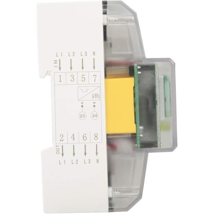 Compteur D'Énergie Sur Rail Din, Compteur Électrique Triphasé À 6 + 2 ...