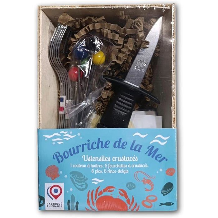Set dégustation fruits de mer et crustacés avec couteau à huîtres et 6 ...