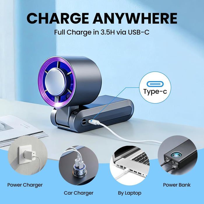 Mini Ventilateur Portable Rechargeable avec Affichage Numérique ...