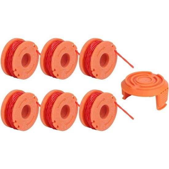 Bobines de fil pour débroussailleuse Worx WA0010 - Lot de 6 - 1,65mm x 3m - avec couvercle ...