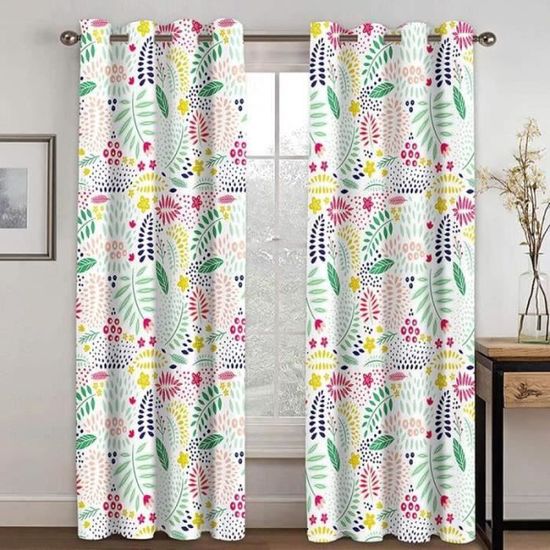 RIDEAU - DOUBLE RIDEAUX Lot de 2 Rideau Thermiques Occultant Fleurs de ...