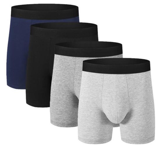 Boxers Longue Homme GYROOR - Coton - Stretch et respirant - Lot de 4 ...
