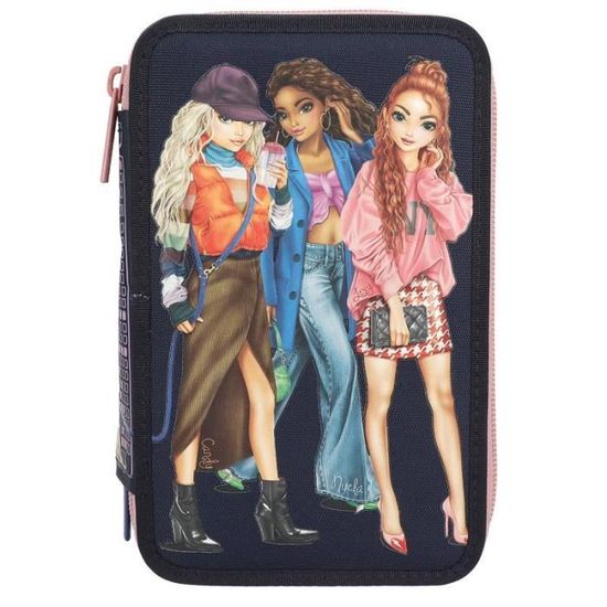 Trousse de crayons - TOP MODEL - City Girls - 3 compartiments - Noir ...