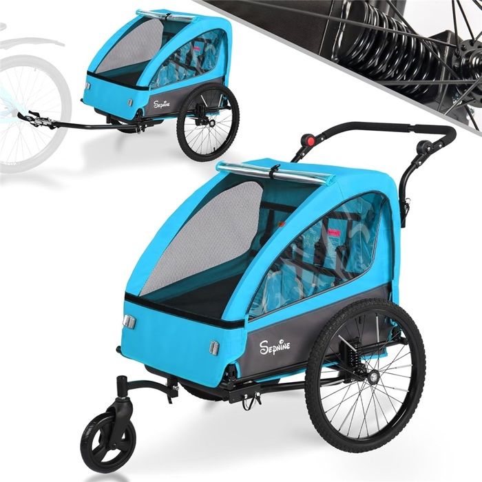 SEPNINE Remorque Velo Enfant et Poussette 2 en 1 avec Suspension ...