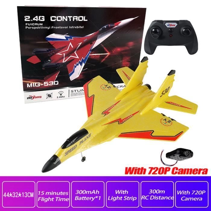 Couleur Jaune Caméra 720P Avion de chasse sans fil télécommandé pour ...