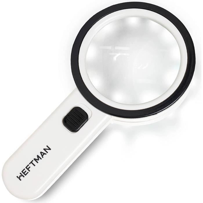 Loupe avec lumière Grande loupe 30 x avec lentille de 8 cm et 12 LED ...