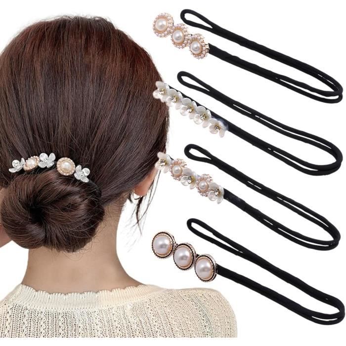 4 Pièces Chignon Magique, Coiffure Donut Bun Maker,Bandeau Chignon ...