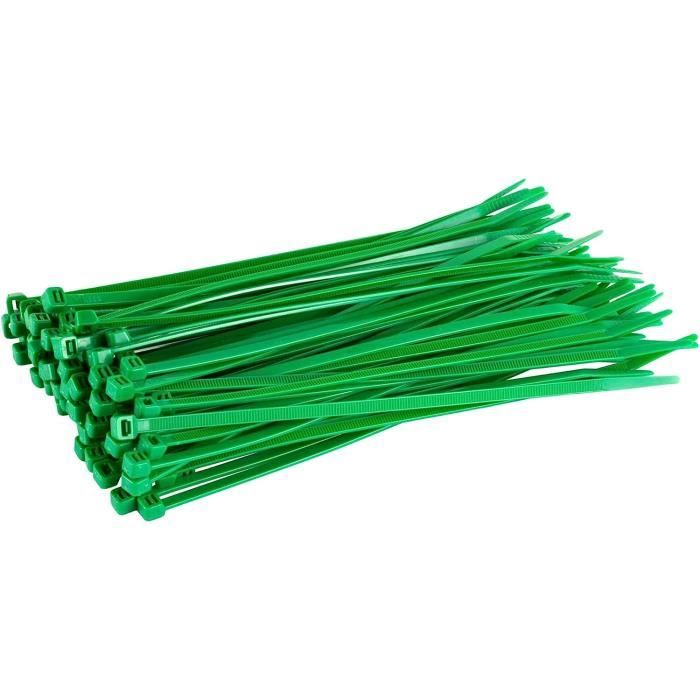 Gocableties - Attaches de câble - Vert - 100 pièces - 200 mm x 2,5 mm ...