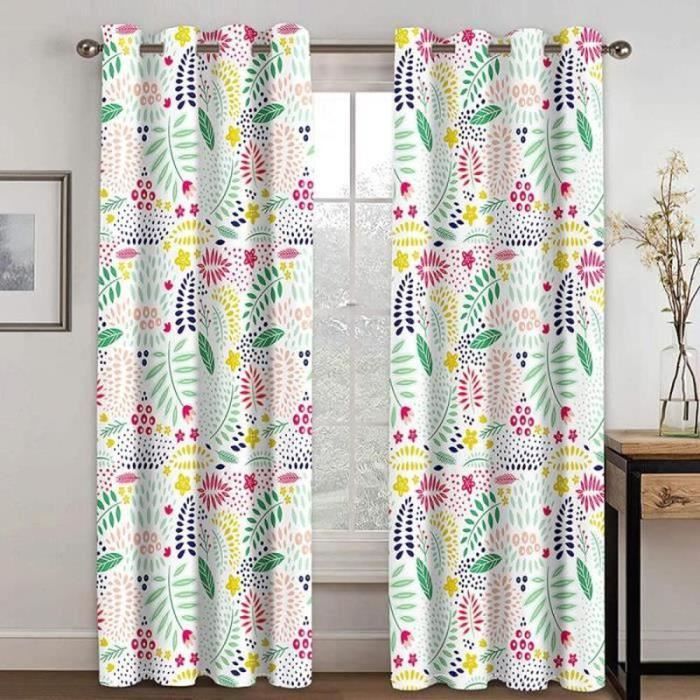 RIDEAU - DOUBLE RIDEAUX Lot de 2 Rideau Thermiques Occultant Fleurs de ...