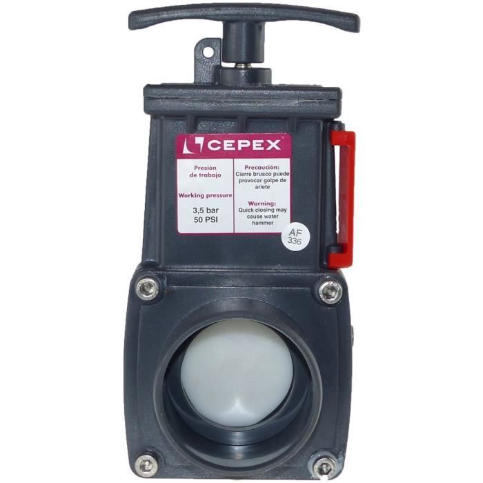 Ø50 mm, Vanne guillotine PVC, pour bassin ou aquaponie.-Cepex 20,000000 - Cdiscount Bricolage