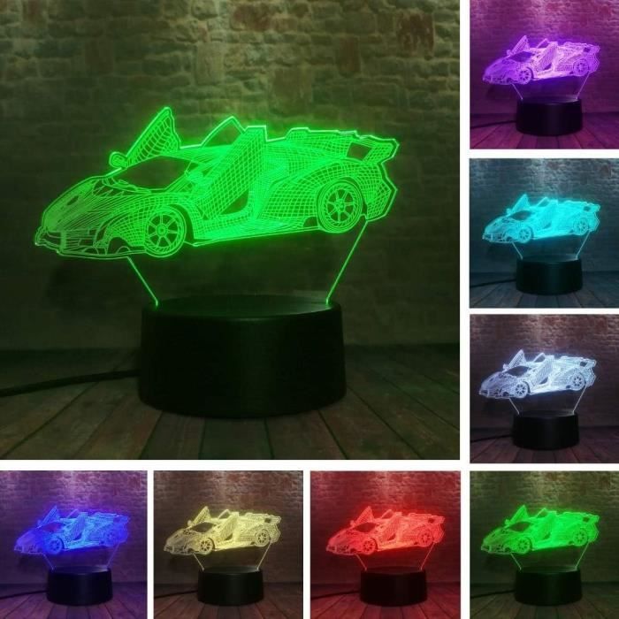 3D Veilleuse Cool Super Running Car Man Garçons 7 Colopr Changement ...
