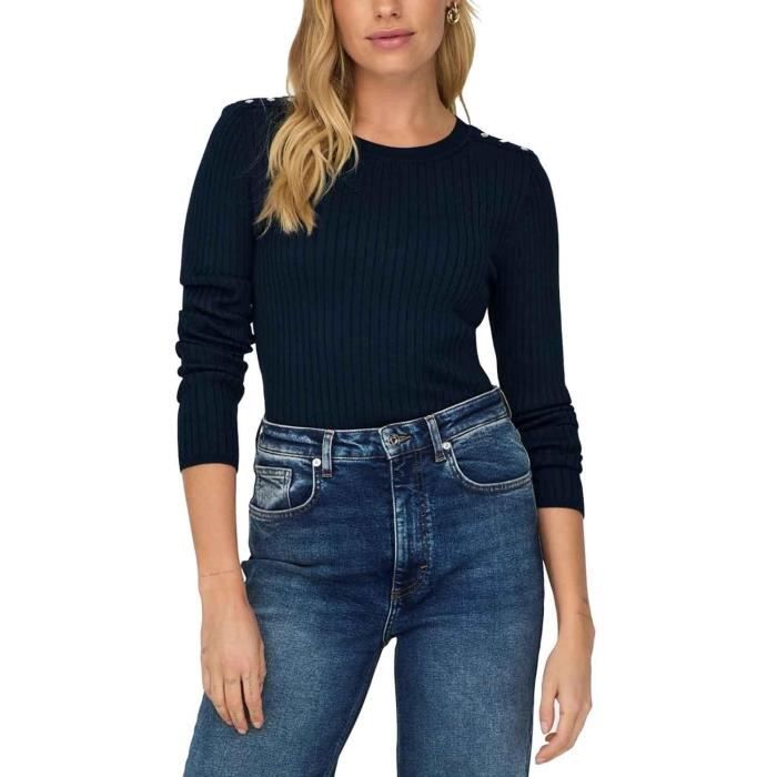 Pull Only Boutons Anni Bleu Marine pour Femme Blue - Cdiscount Prêt-à ...