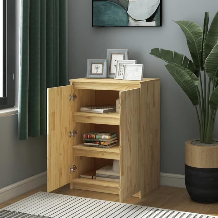 Meuble enfilade JIM - Buffet 60x36x84 cm - Bois de pin massif - OVONNI ...