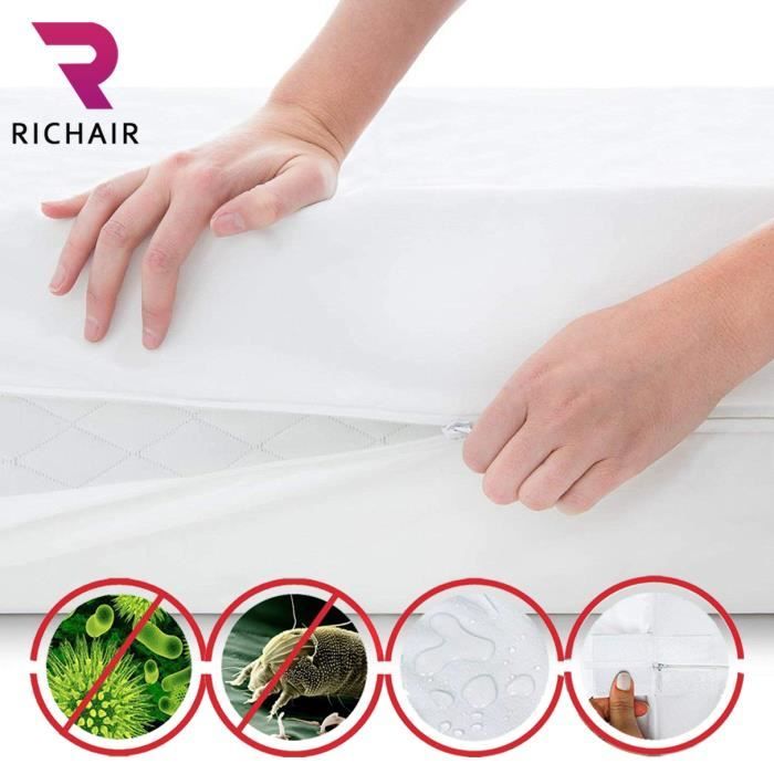 ALESE 140x190cm Housse Protège Matelas zippé étanche - avec Fermeture ...