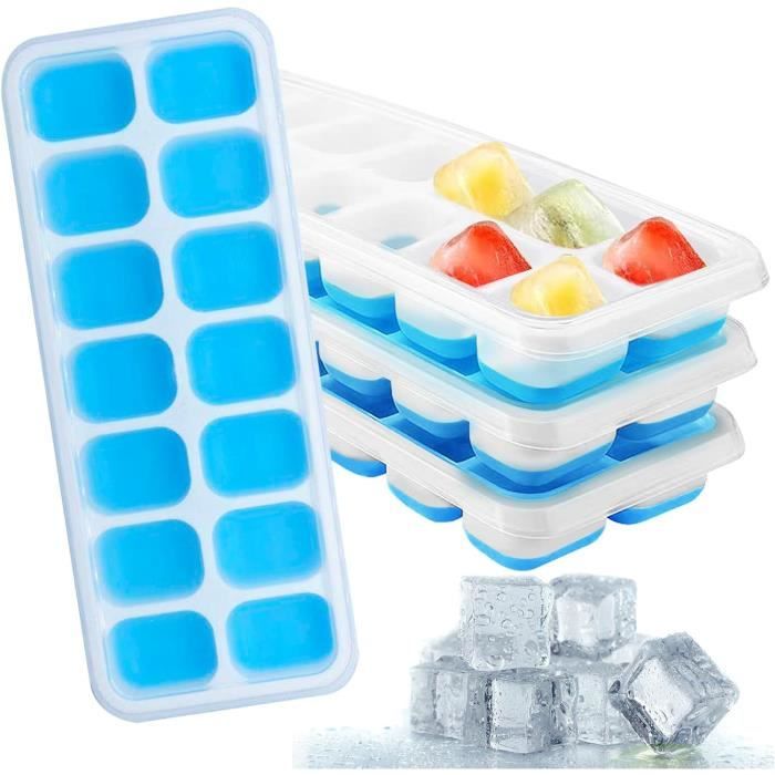 Lot De 4 Bacs À Glaçons En Silicone Avec Couvercle - Peu Encombrant Et ...